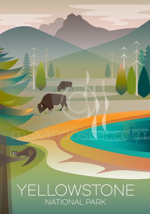 YELLOWSTONE NATIONAL PARK, GRAND PRISMATIC POSTCARD – Max & Oscar